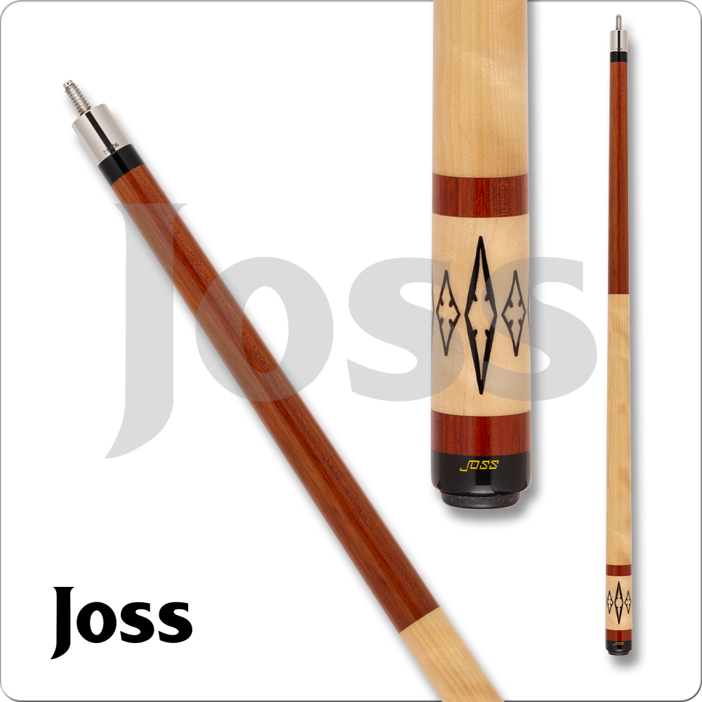 Joss JOS74 Pool Cue – Bloodwood, Ebony & White Inlays, 29