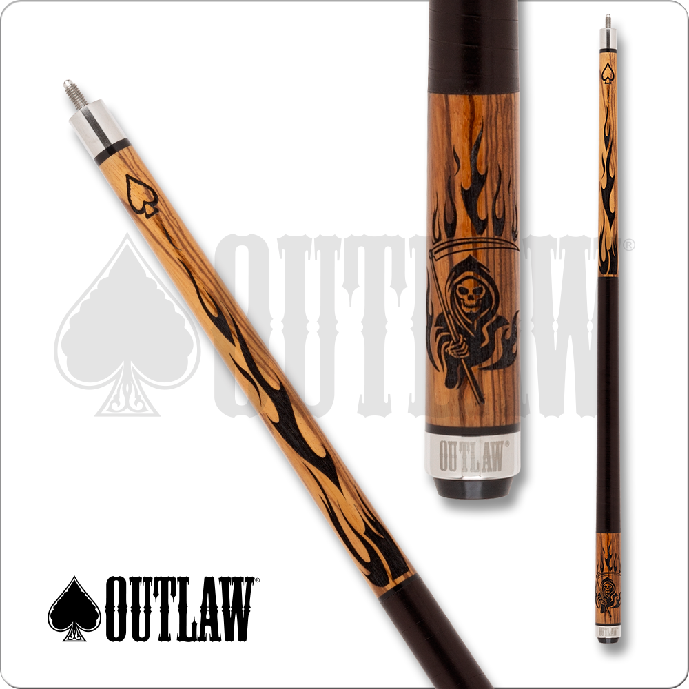 Outlaw OL50 Thunder Series Pool Cue - Zebrawood with Reaper Design ...