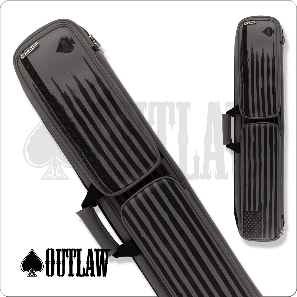 Outlaw OLSCC 4x8 Pool Cue Soft Case - Dark Grey with Black USA Flag ...