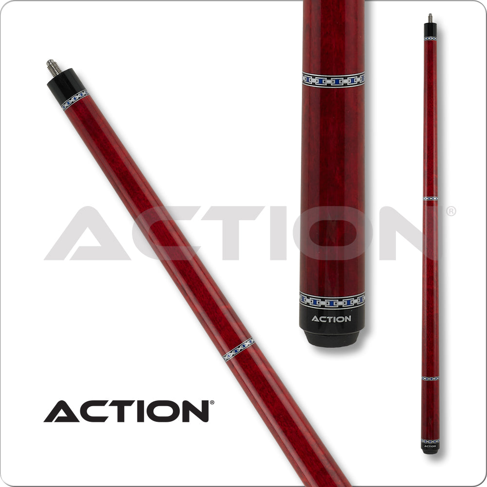 Action VAL29 Value Series Pool Cue - Red Stained with Colorful Rings ...